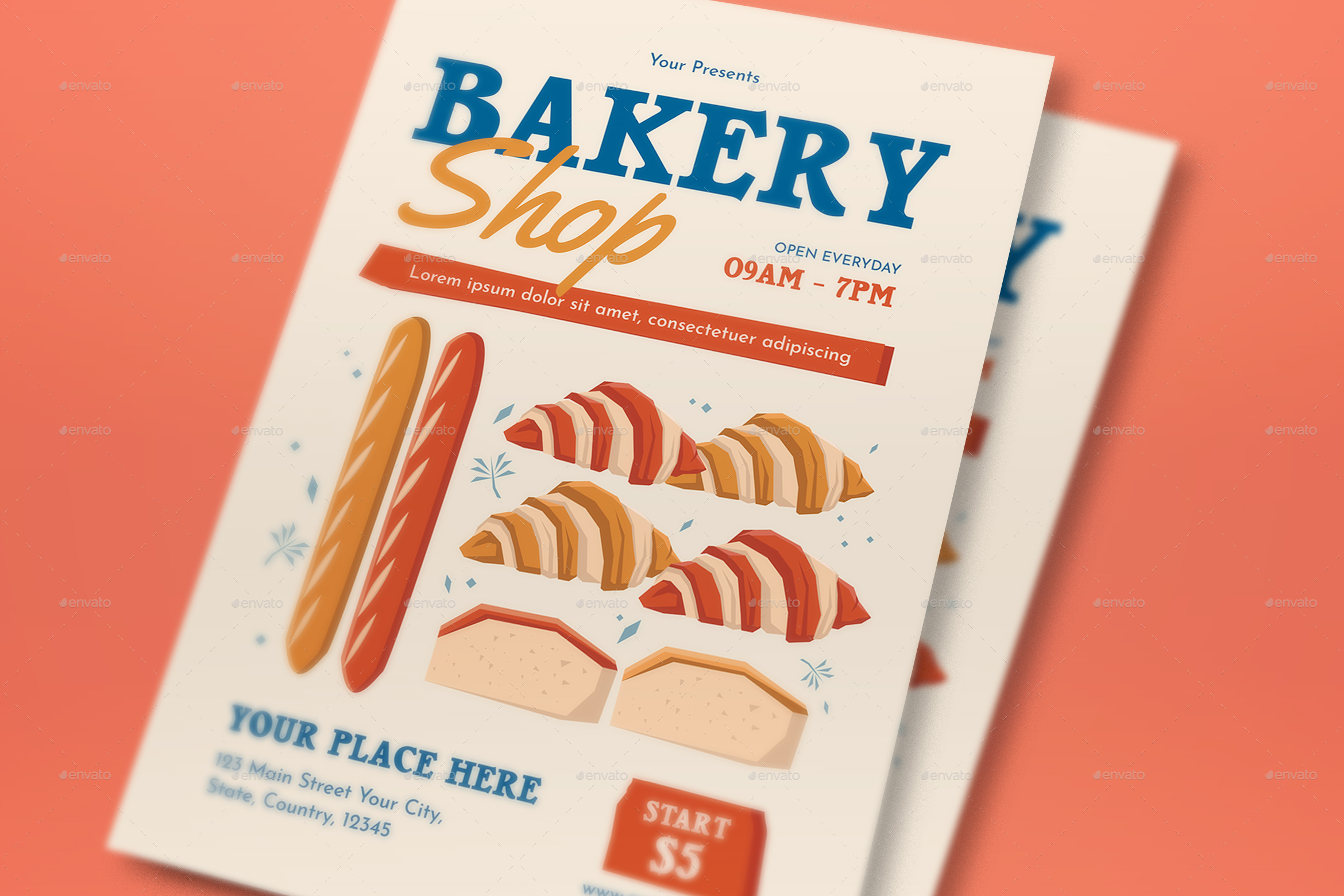 Beige Flat Design Bakery Shop Flyer Set, Print Templates | GraphicRiver