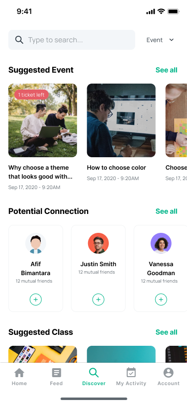 SocioSphere - Student Social Network & Online Class Flutter App UI ...