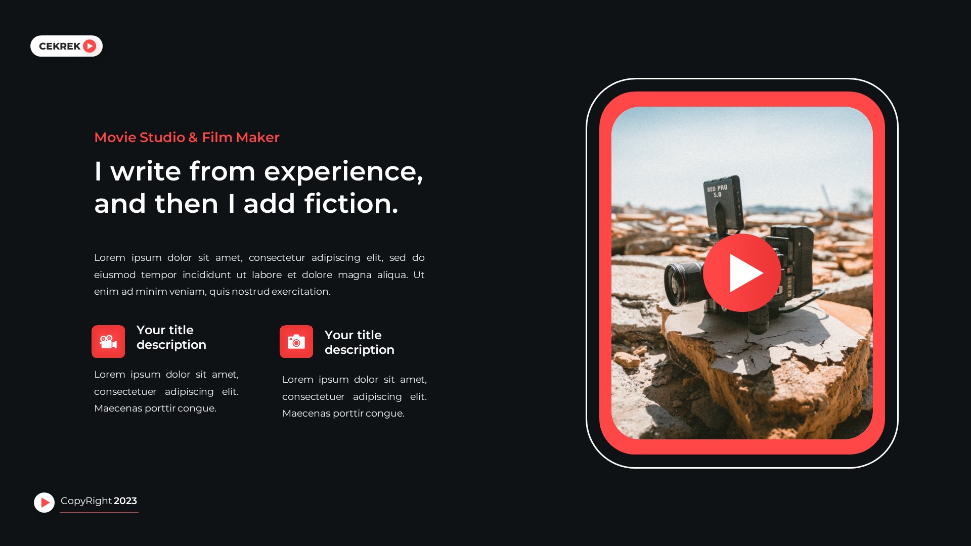 Cekrek - Movie Studio & Film Maker Google Slides Template, Presentation ...