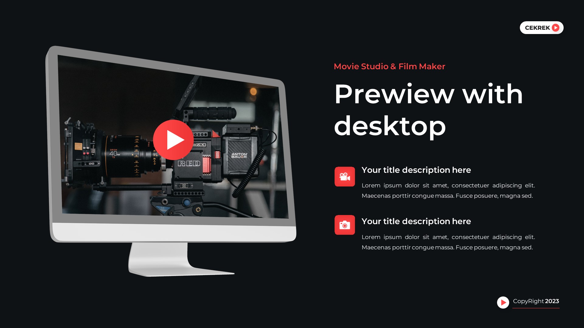 Cekrek - Movie Studio & Film Maker Google Slides Template, Presentation ...