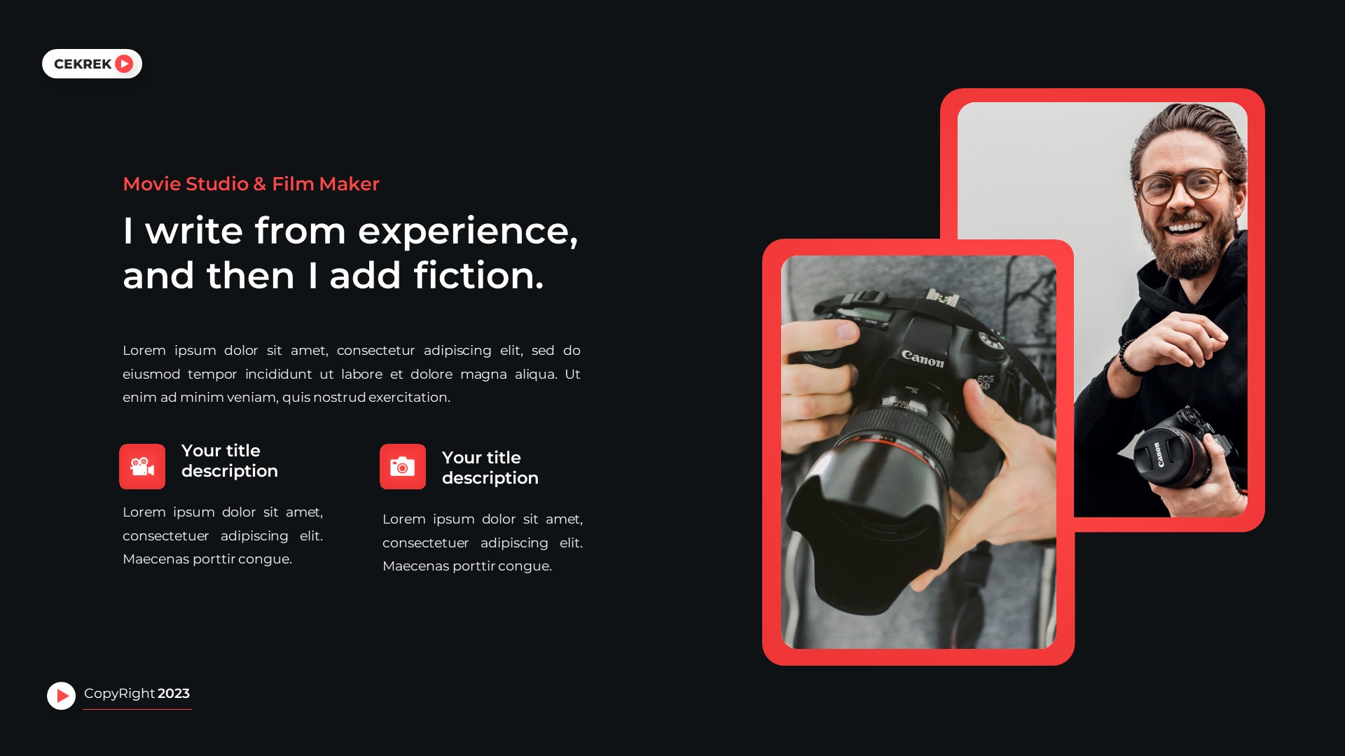 Cekrek - Movie Studio & Film Maker Google Slides Template, Presentation ...