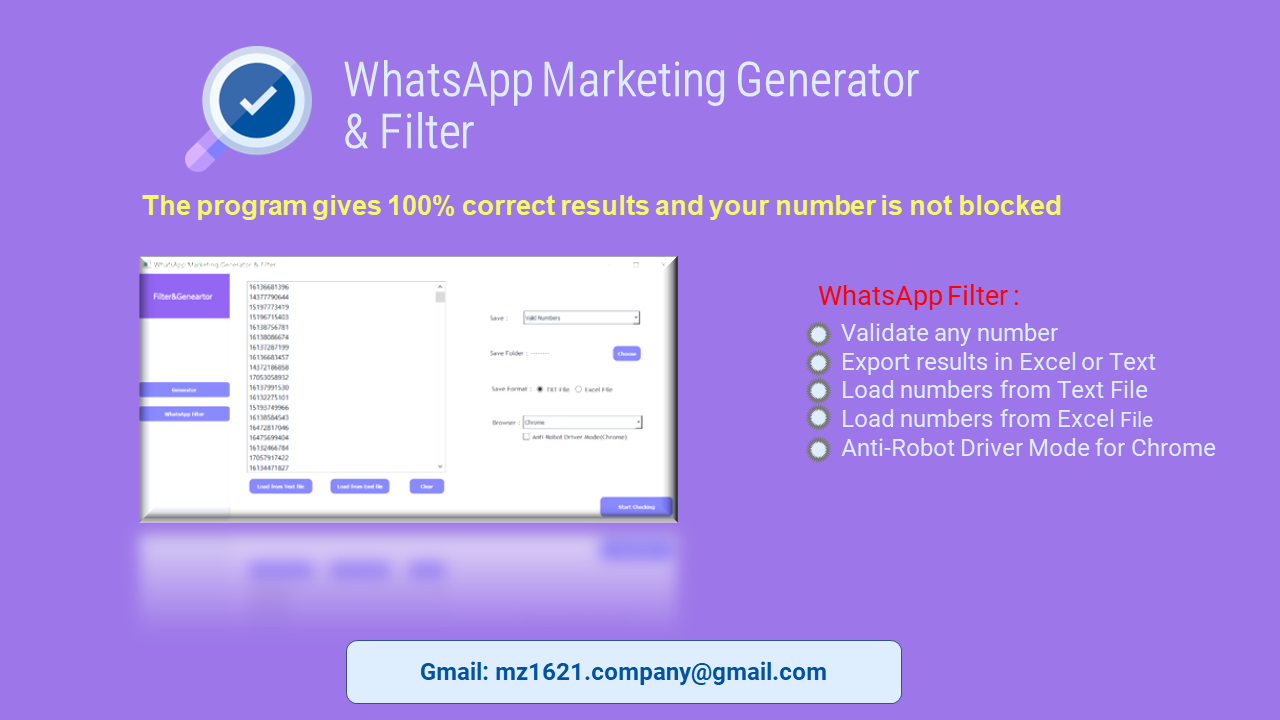 Super WhatsApp Numbers Generator & Multi-Browser Filter by ZakaSoftware