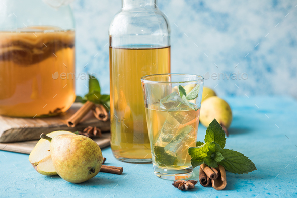 Raw fermented homemade alcoholic or non alcogolic kombucha superfood ...