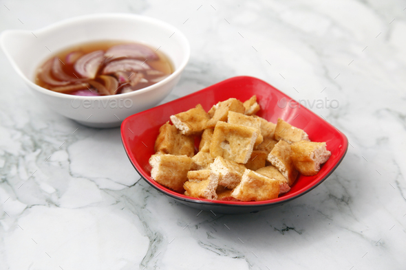 Freshly cooked Filipino food called Tokwa Stock Photo by junpinzon