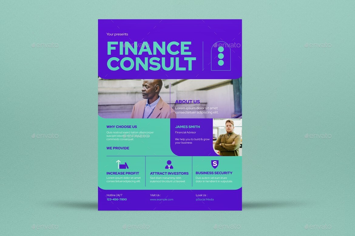 Purple Flat Design Finance Consult Flyer, Print Templates | GraphicRiver