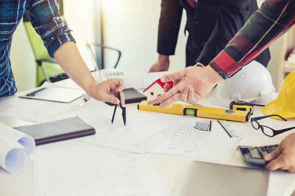 Architect people design planning and presenting the project at the ...