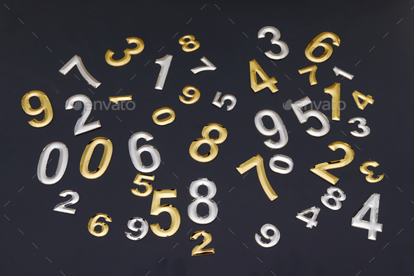 Numbers on a black background Stock Photo by safakc1 | PhotoDune