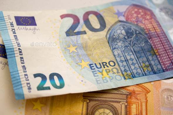 Closeup shot of 20-Euro banknote laid on a surface - perfect for ...