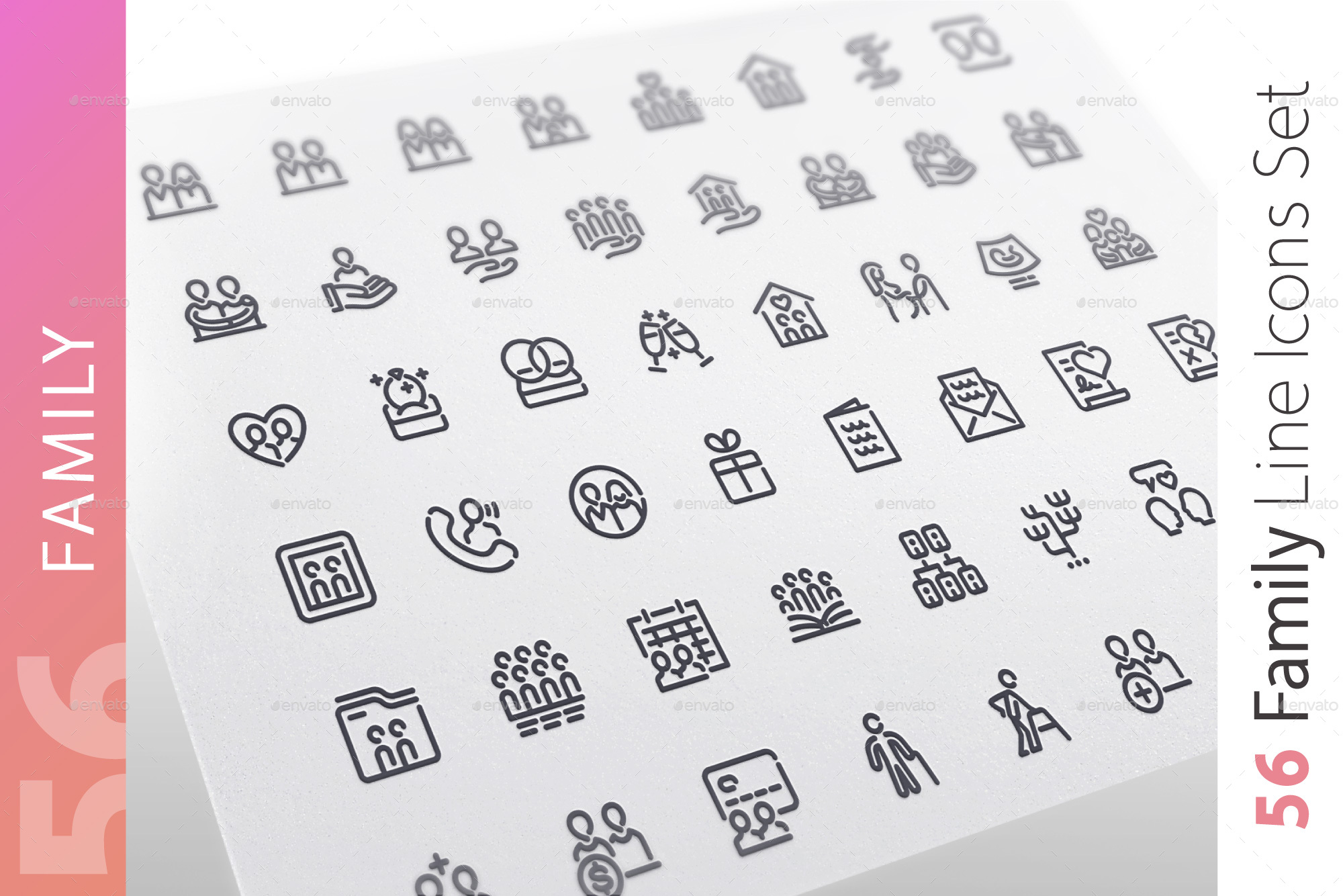 Family Line Icons Set, Icons | GraphicRiver