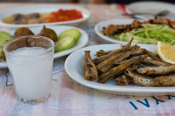 Ouzeri fish tavern, tsipouro restaurant in Volos, Greece. Tavern , ouzo ...
