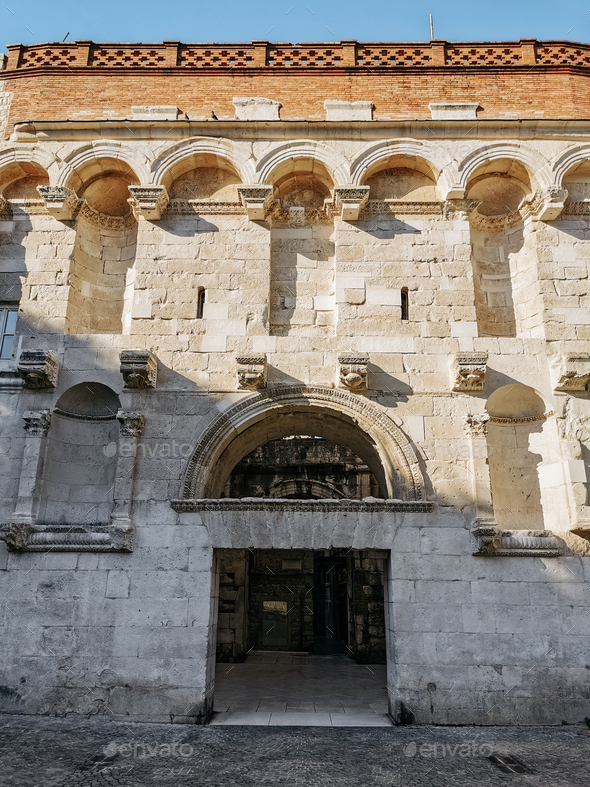 Golden gates of Diocletian's palace in Split, Croatia. Stock Photo by ...