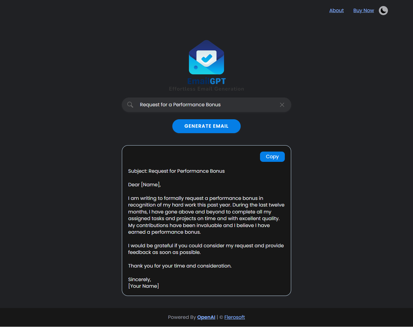 EmailGPT | Effortless Email Generation, Powered By OpenAI by Flerosoft
