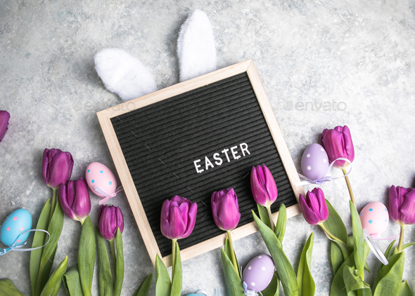 Spring concept and Happy Easter greeting card, gift, poster, web ...