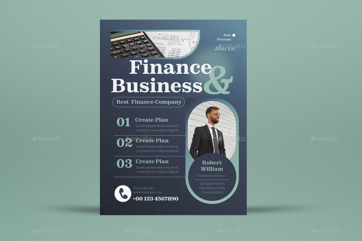 Blue Minimalist Finance Flyer, Print Templates | GraphicRiver