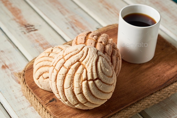 Mexican sweet bread called concha, bakery from mexico Stock Photo by ...