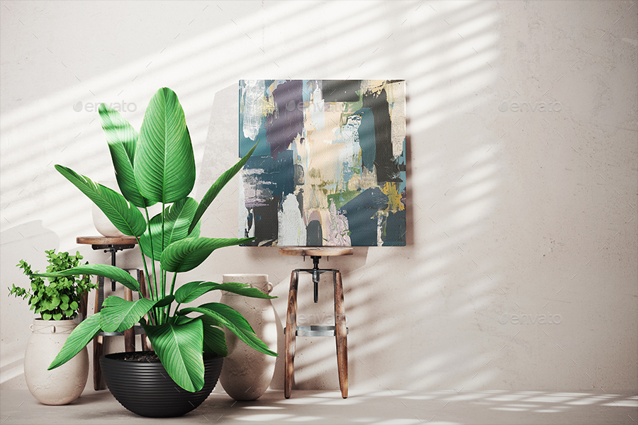 Square Canvas Frame In Art Workshop Mockup, Graphics | GraphicRiver