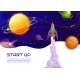 Space Landing Page with Spaceship Launch Planets, Vectors | GraphicRiver