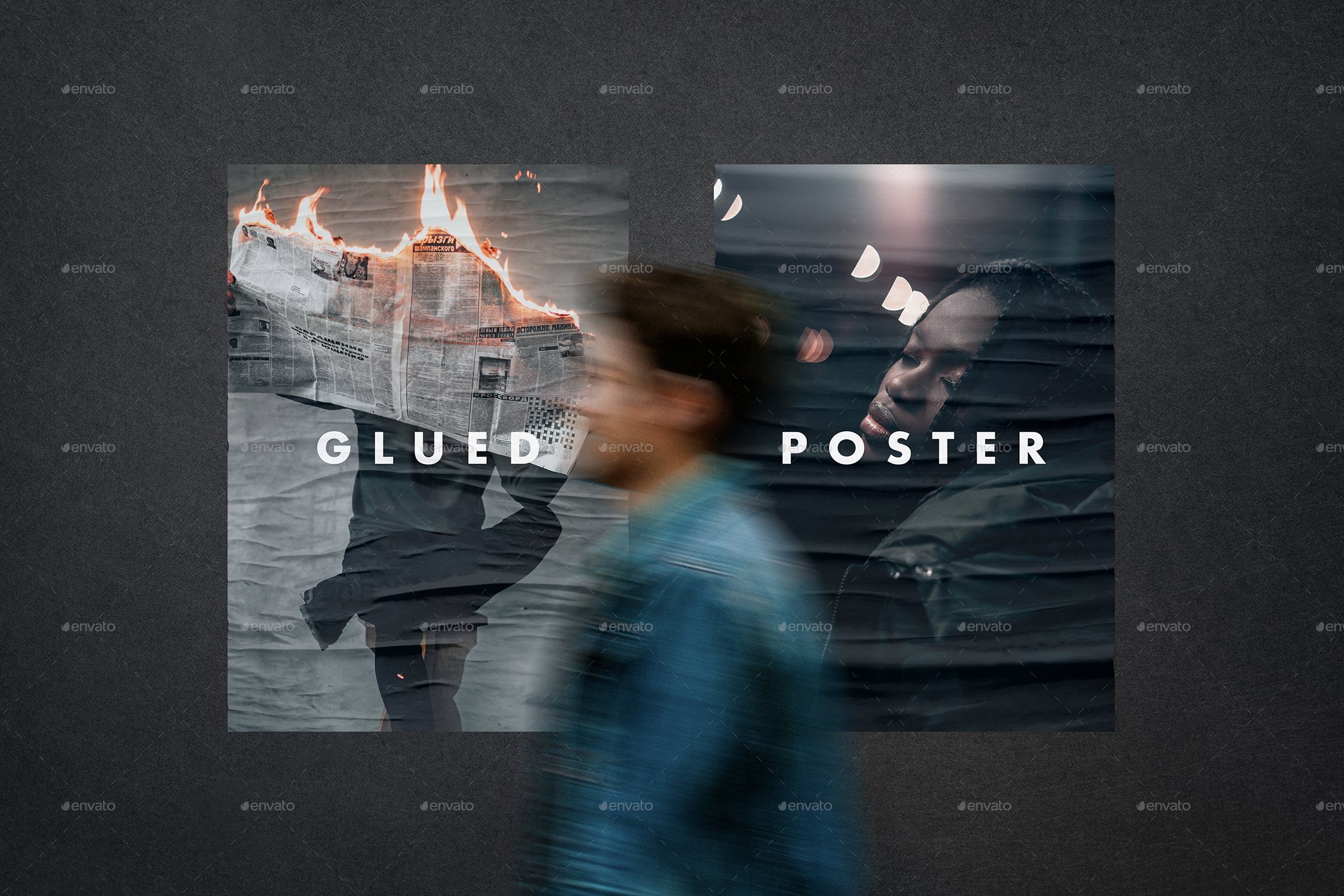 Glued Poster Mockup Scene, Graphics | GraphicRiver