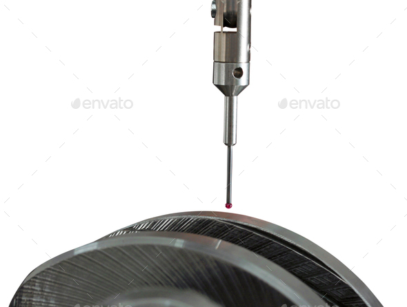 CNC milling machine. Quality control measurement probe. Stock Photo by ...