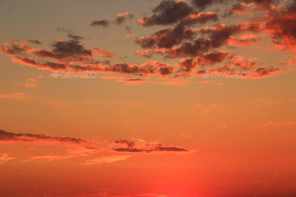 Vivid peach sunset sky with light clouds Stock Photo by rawf8 | PhotoDune