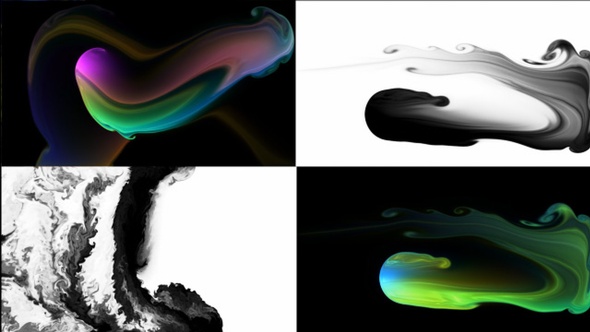 180 Black And Colorful Ink Flows Pack - 4K, Motion Graphics | VideoHive