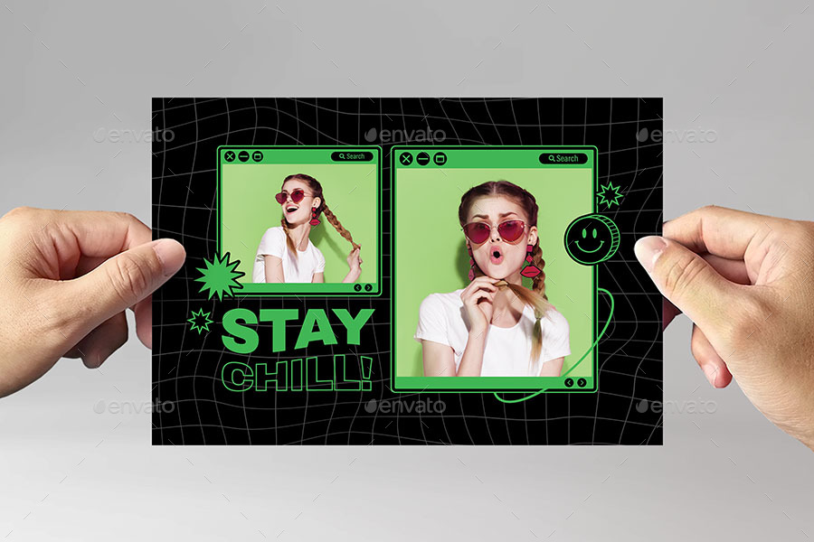 Y2K Photo Card Template, Print Templates | GraphicRiver