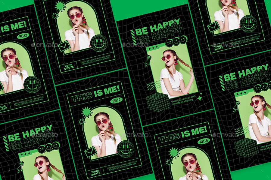 Y2K Photo Card Template, Print Templates | GraphicRiver