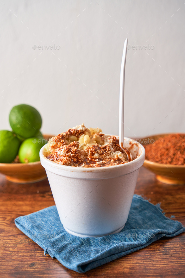 Esquite, mexican corn salad, traditional street food from mexico. Stock ...