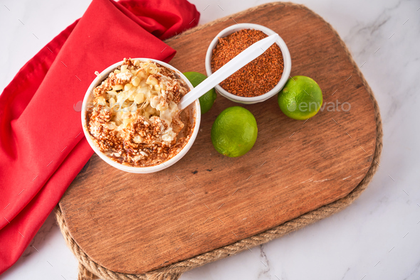 Esquite, mexican corn salad with chili and cheese, street food from ...