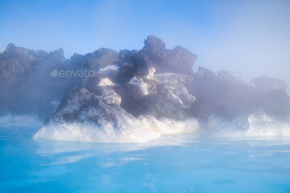 Blue Lagoon, Iceland. Natural background. Geothermal spa for rest and ...