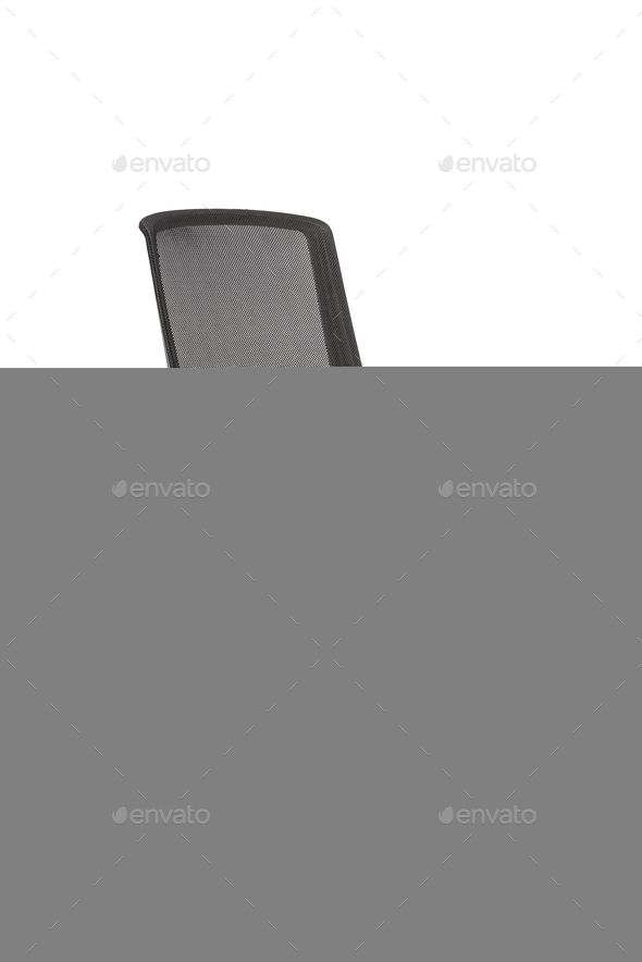 Vertical partial side view of black office chair isolated on white ...