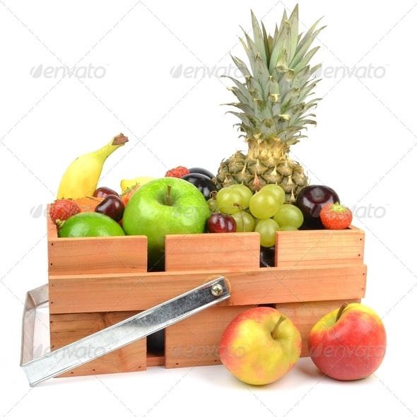 Wooden Box of Fresh Fruit Stock Photo by gcpics | PhotoDune