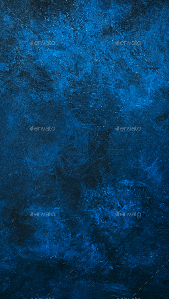 Deep blue texture or background with stains, waves and grain elements ...