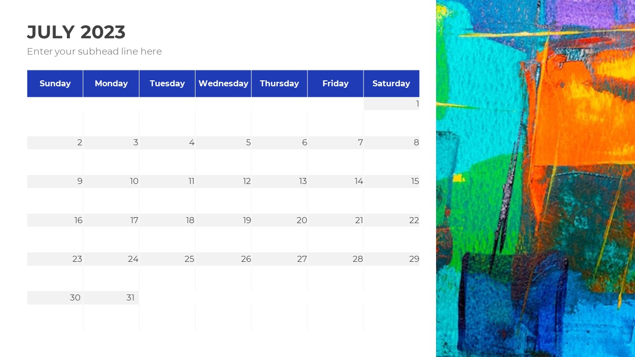 Calendar 2023 Google Slides Template Design, Presentation Templates