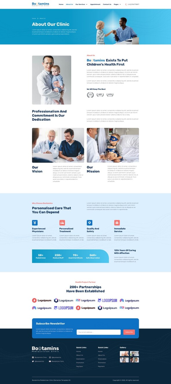 Bootamins - Pediatrician Clinic Template Kits by nathatype | ThemeForest