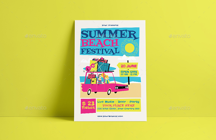 Summer Beach Festival Flyer, Print Templates | GraphicRiver