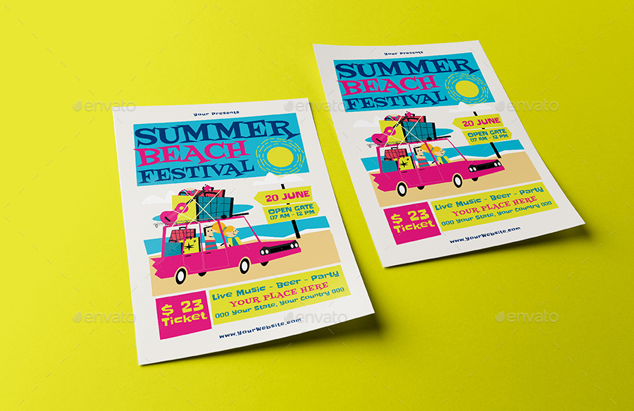 Summer Beach Festival Flyer, Print Templates | GraphicRiver