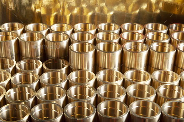 Engineering and metalworking technologies. New brass cylinders. Stock ...