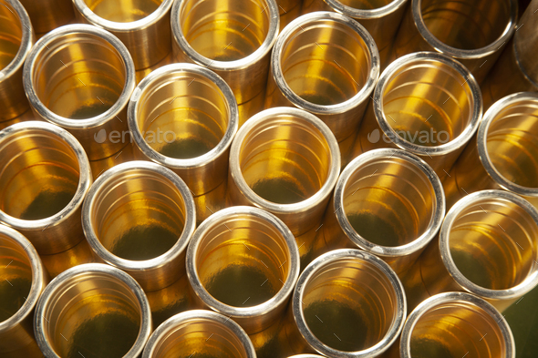 Engineering and metalworking technologies. New brass cylinders. Stock ...