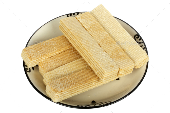 Rectangle shape wafer biscuit. Food background. Stock Photo by safakc1