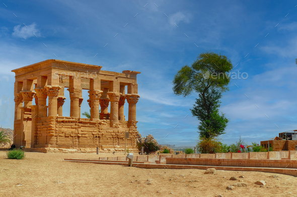 Scenic view of Pharao's Bed temple in Egypt on a blue sky background ...