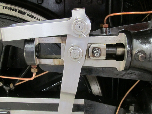 Power transmission and drive linkage of a Swiss steam locomotive, built ...