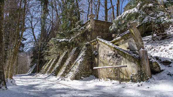 An old retaining wall in the snow Stock Photo by wirestock | PhotoDune