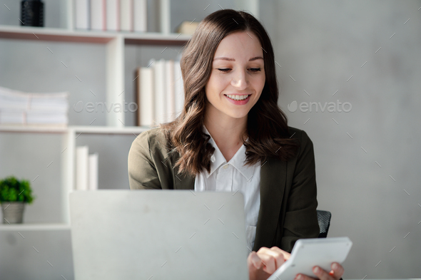 Beautiful woman running a company, a businesswoman who founded a new ...