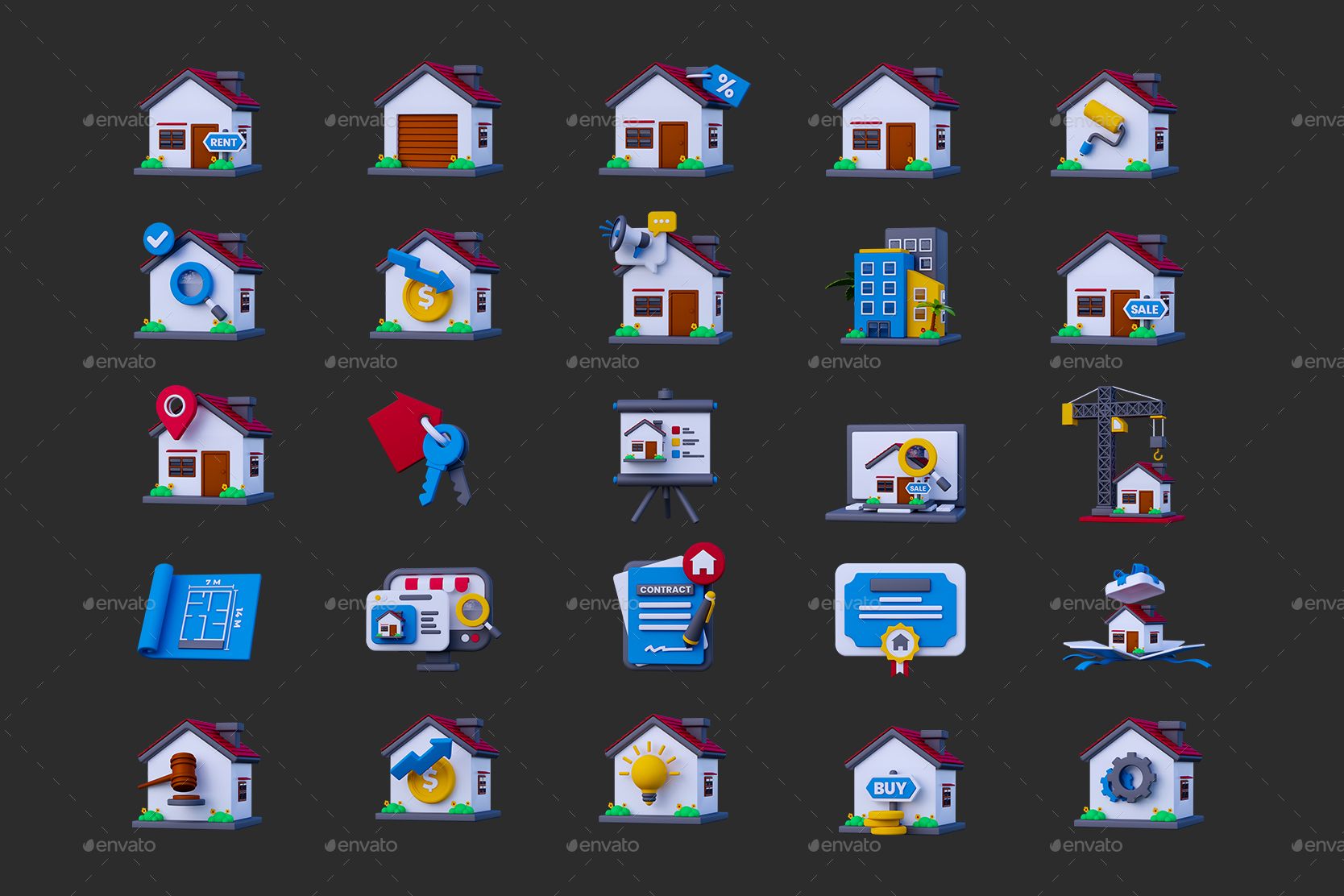 Real Estate 3D Icon Pack, Graphics | GraphicRiver