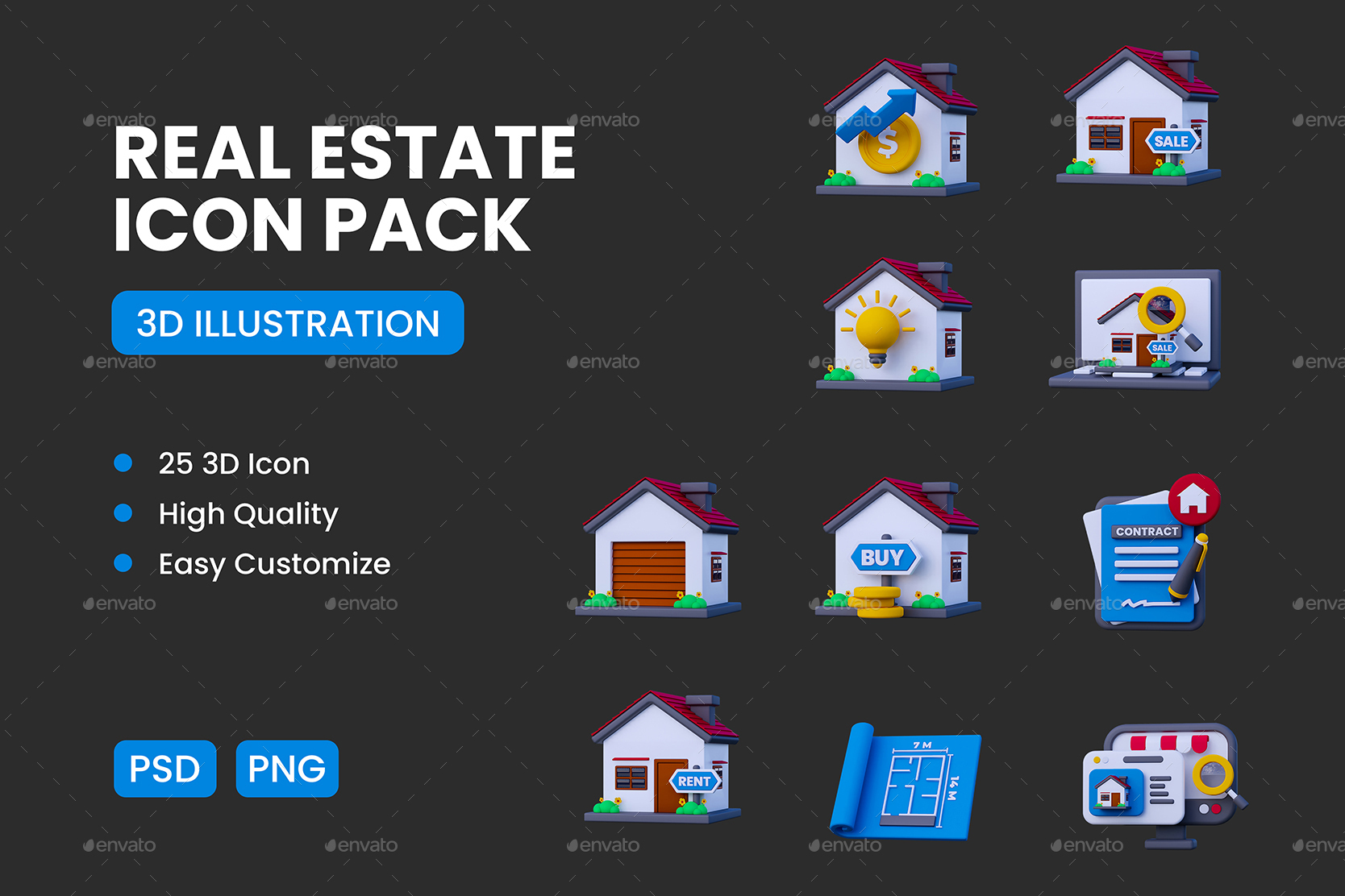 Real Estate 3D Icon Pack, Graphics | GraphicRiver