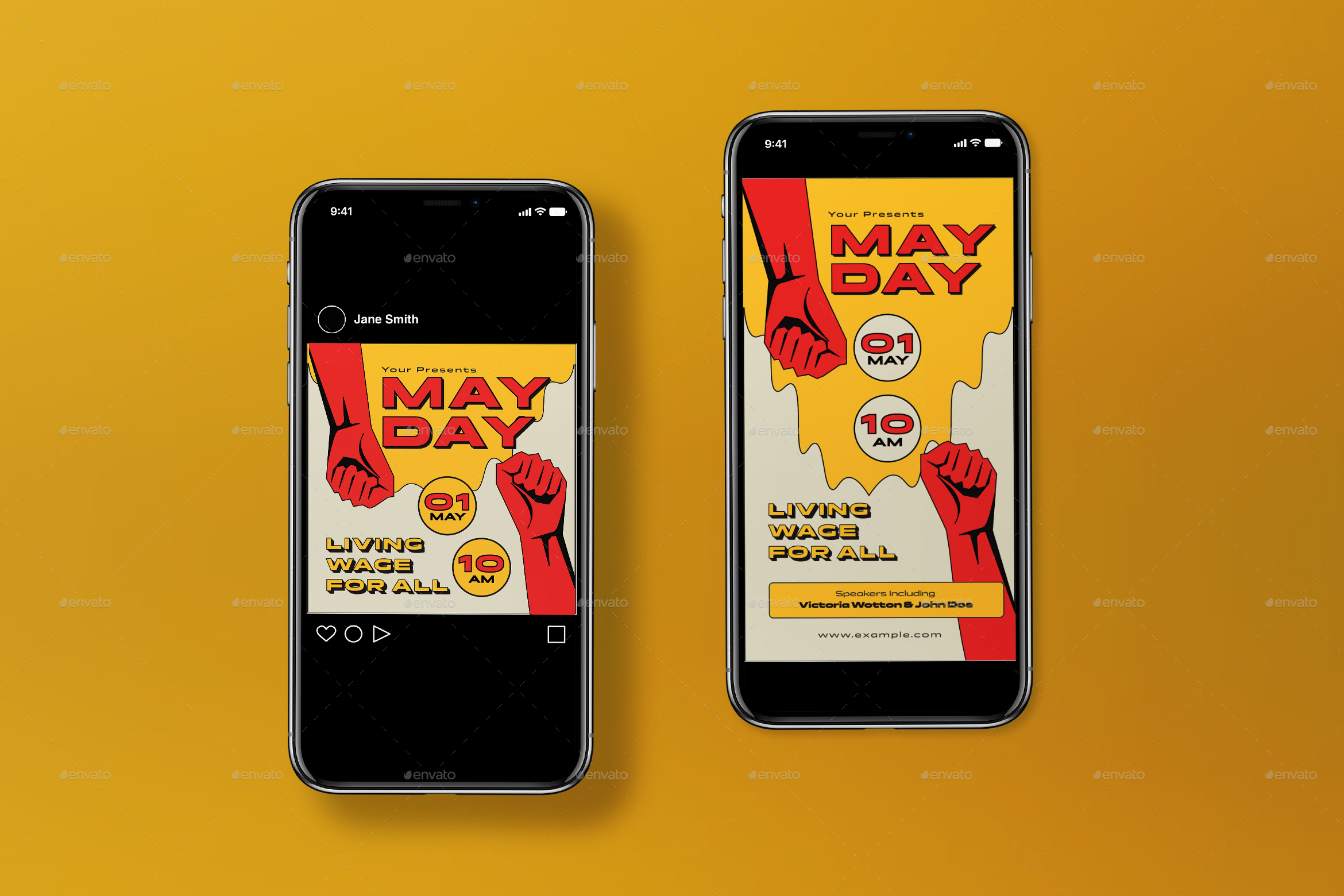 Yellow Vintage May Day Flyer Set, Print Templates | GraphicRiver