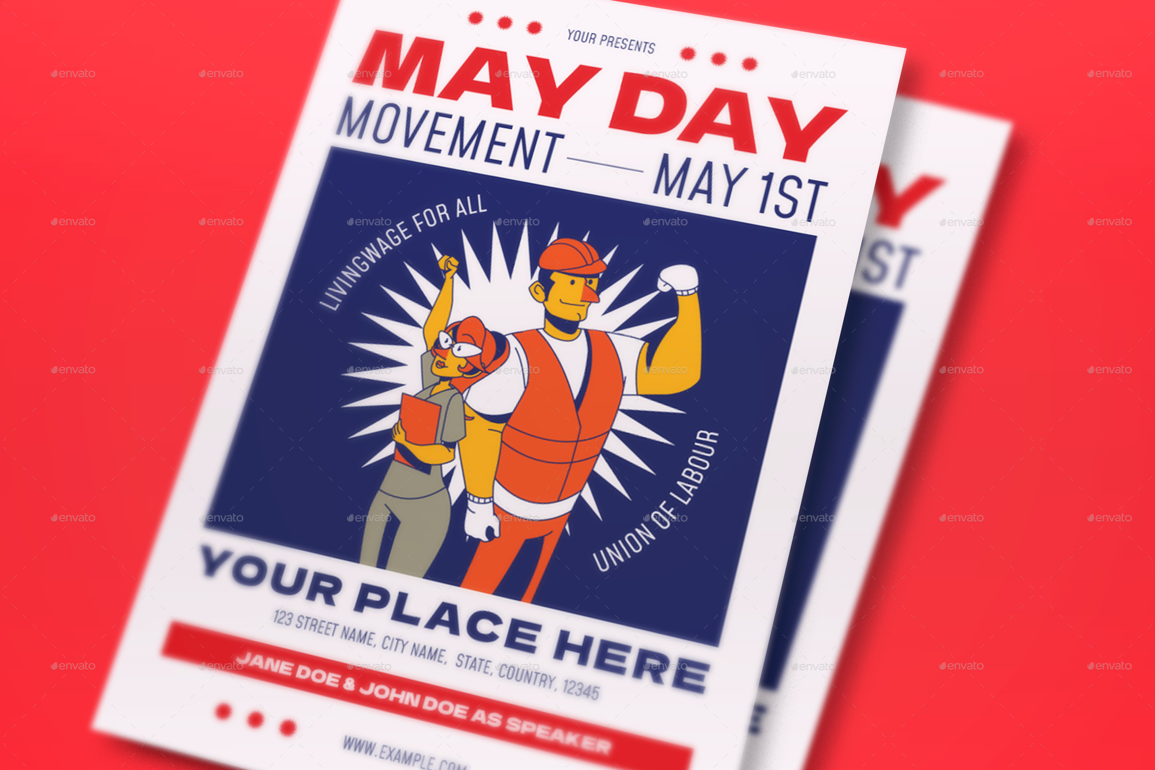 White Flat Design May Day Flyer Set, Print Templates | GraphicRiver