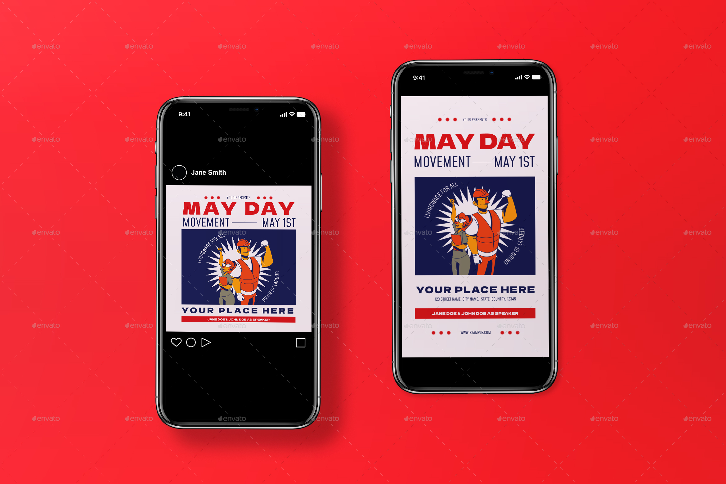 White Flat Design May Day Flyer Set, Print Templates | GraphicRiver