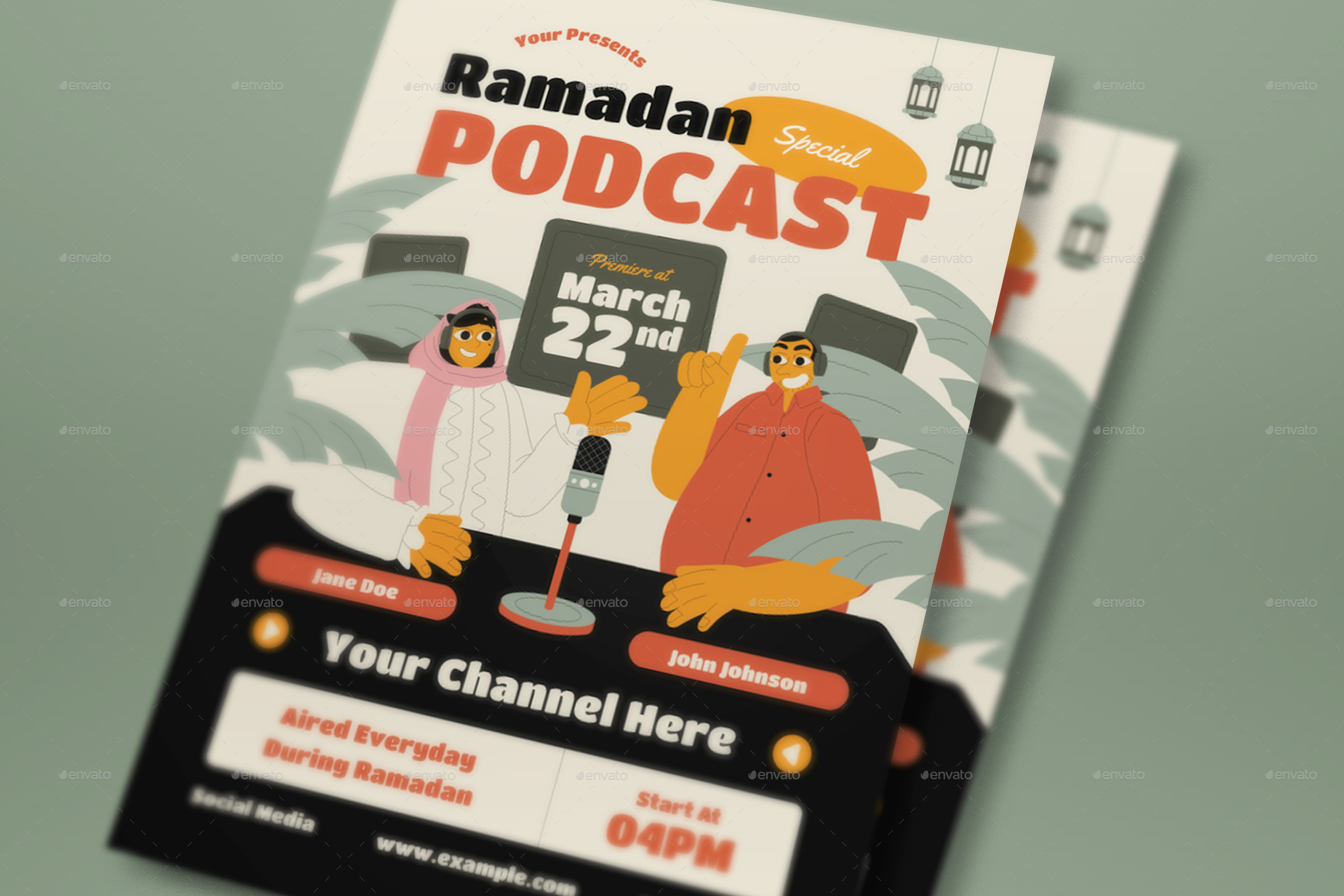 Cream Flat Design Ramadan Podcast Flyer Set, Print Templates | GraphicRiver